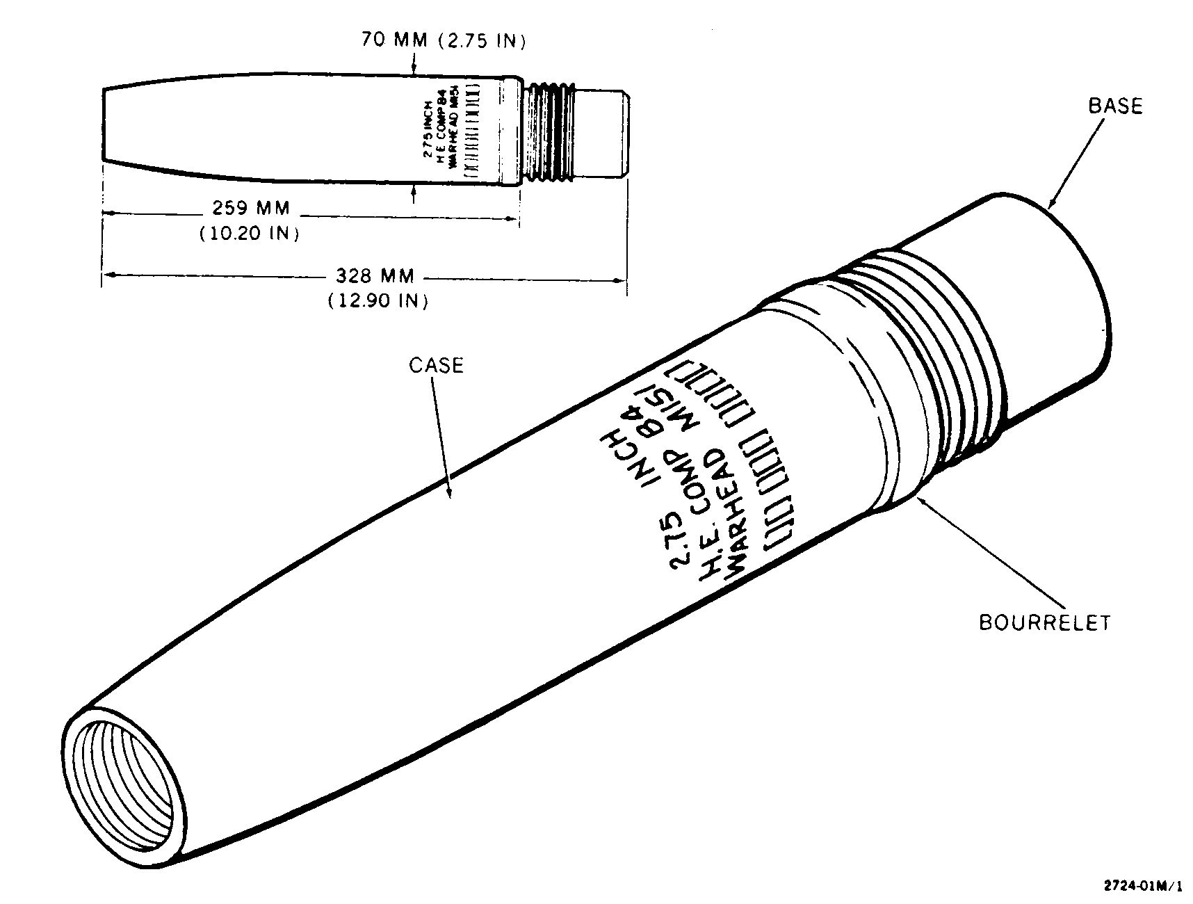 U.S. WARHEAD, ROCKET, 2.75-INCH, HE-FRAG, M151